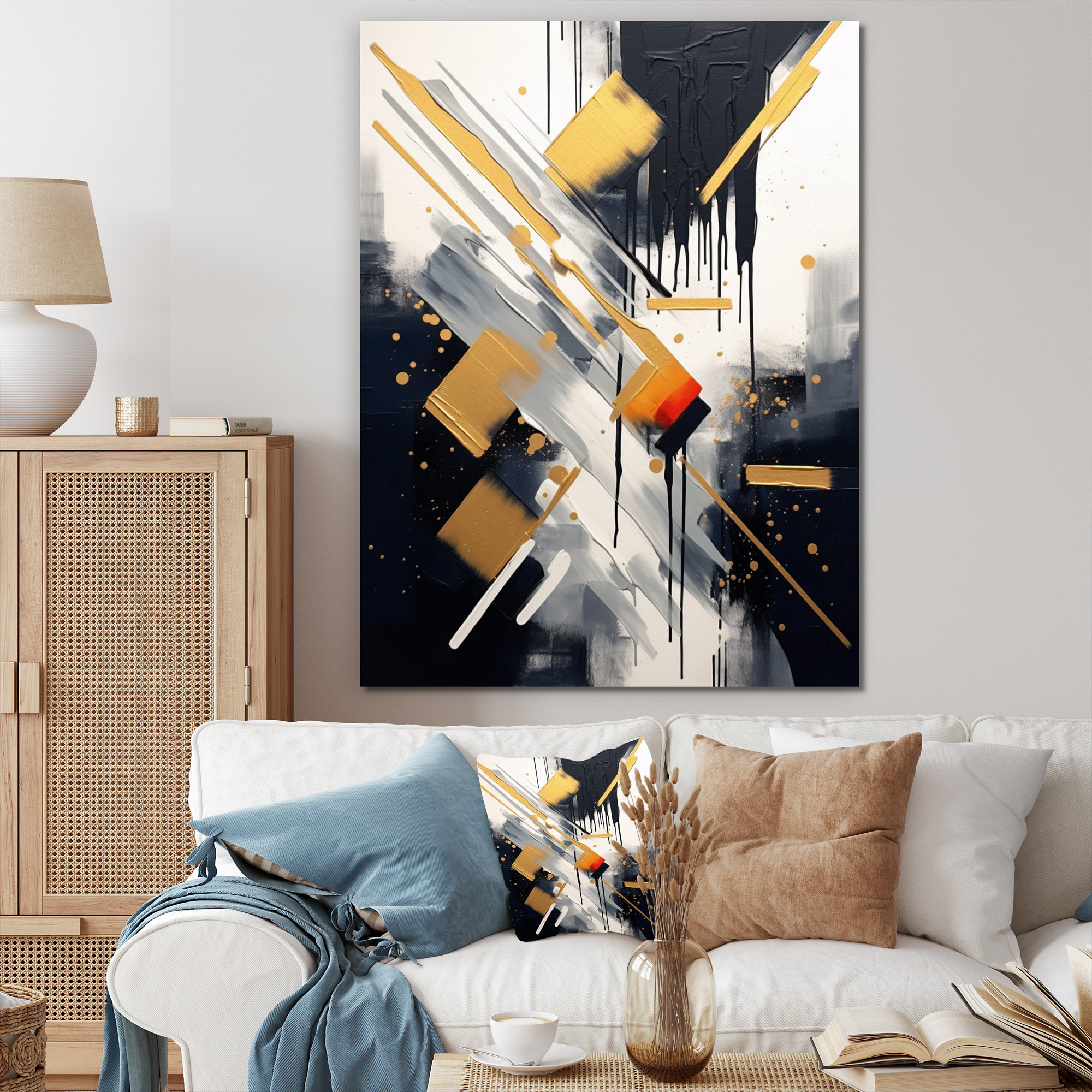 Mercer41 Gold And Black Abstract Angles III - Cubism Canvas Print - Wayfair Canada